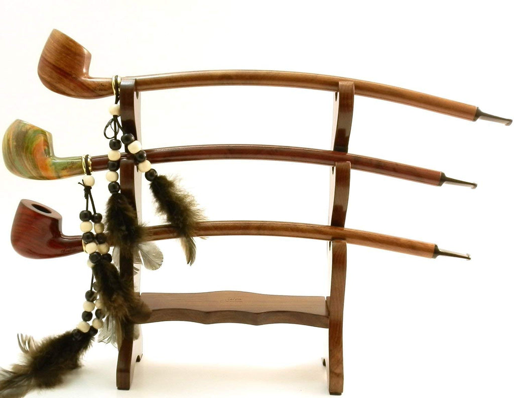 Tobacco Churchwarden Three Pipe Rack - For Extra Long Pipes - Holds Th